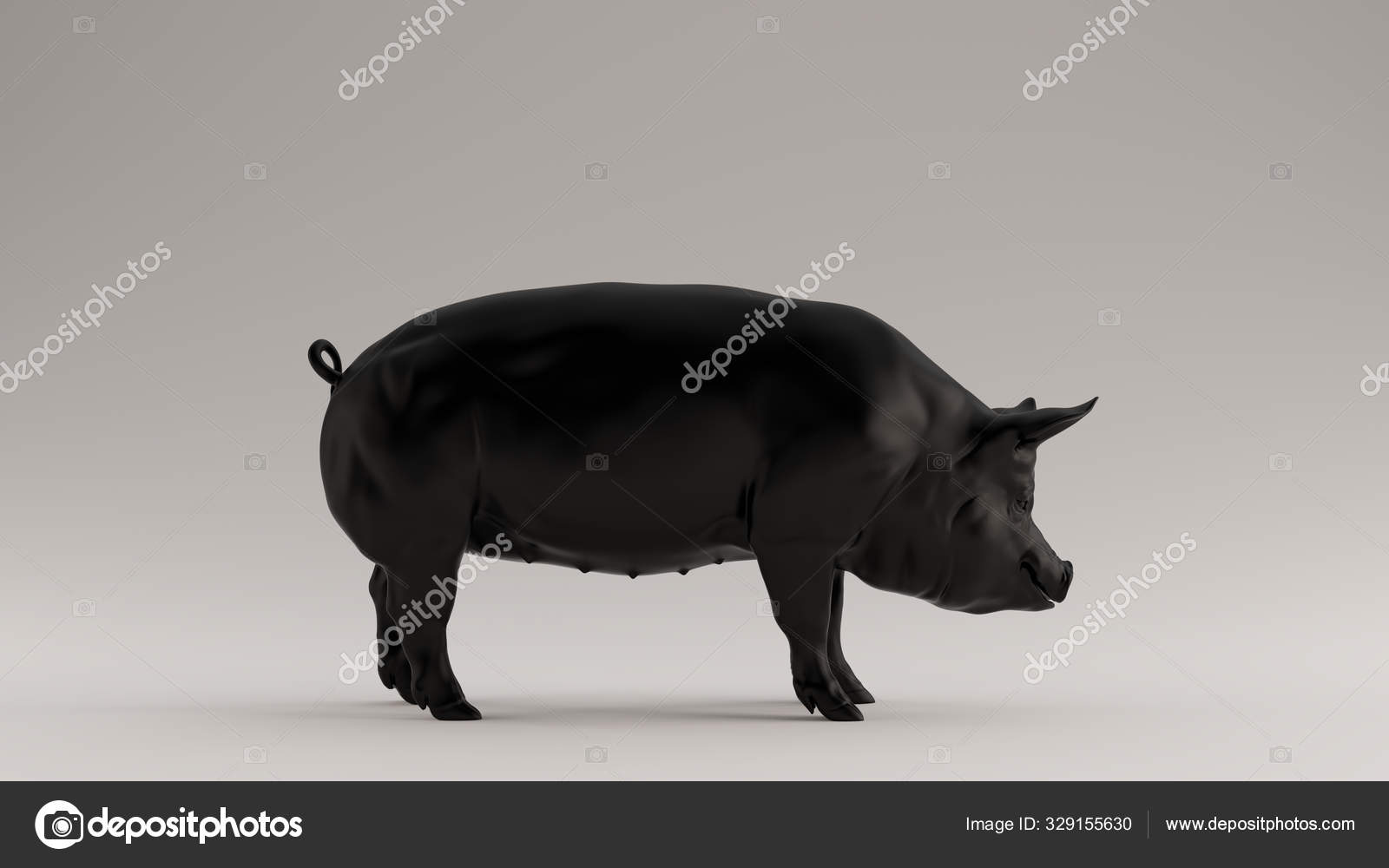 Black Pig Left View Illustration Render Stock Photo by ©80sChild 329155630