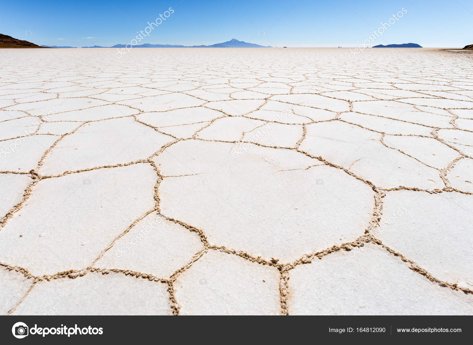 Salar De Uyuni salt ground desert view Bolivia landscape. Stock Photo ...