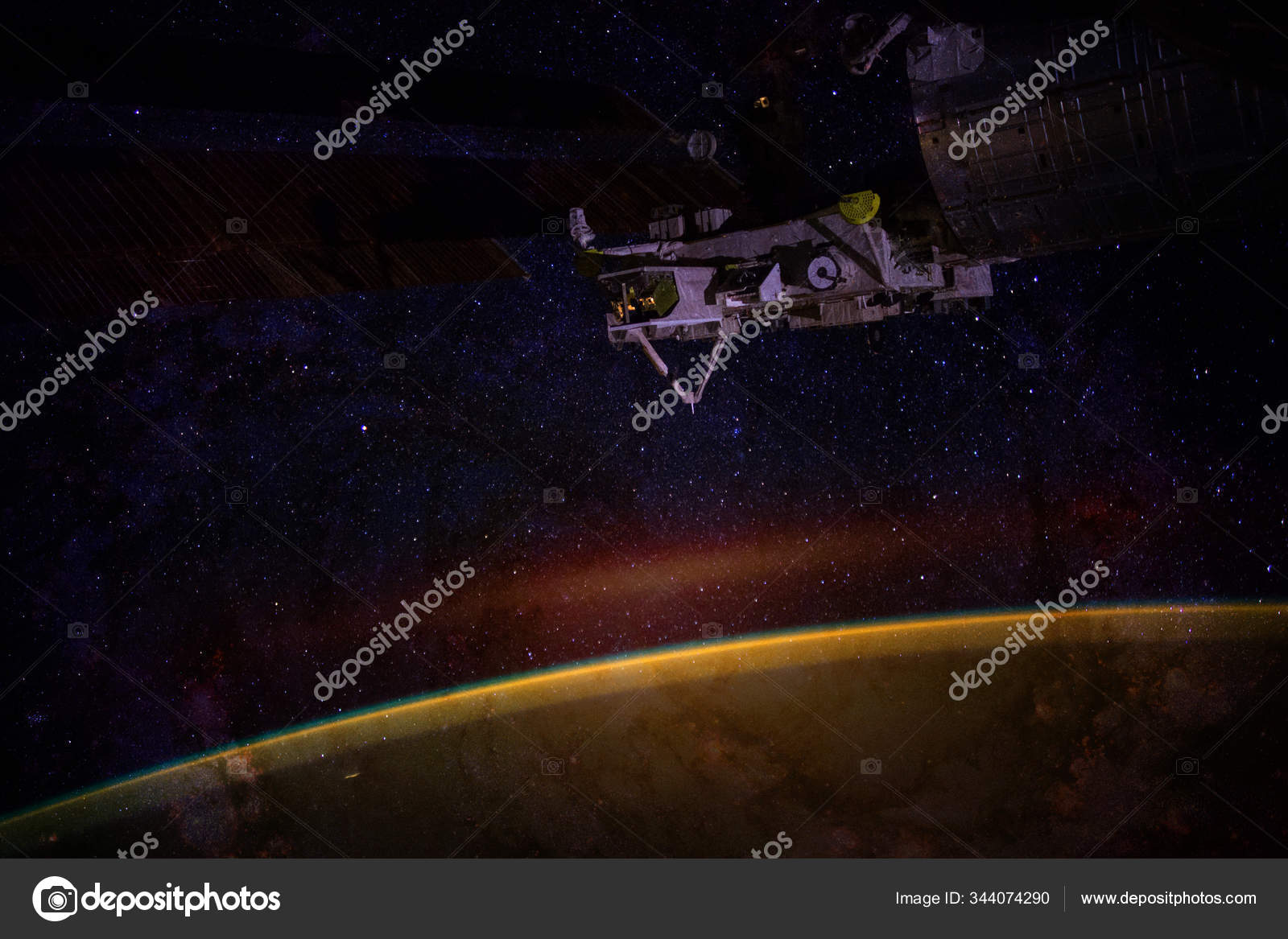 Space background Earth with iss. Elements of this image furnished by ...