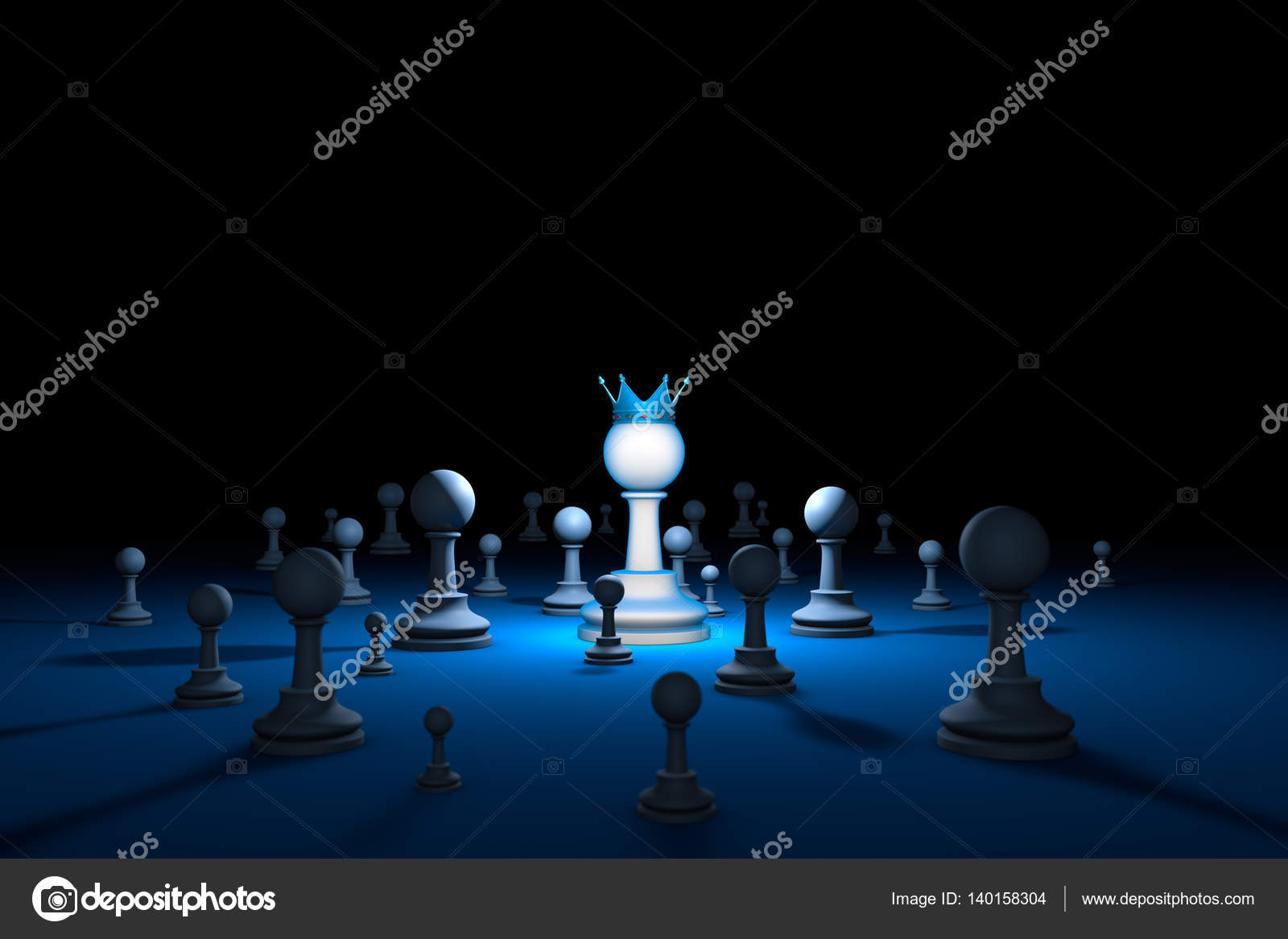 Chess country. Leader (chess metaphor). 3D render illustration. Stock ...