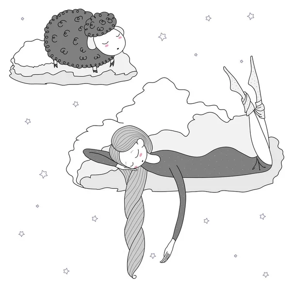 Sleeping girl floating on clouds Stock Vector Image by ©Maria_Skrigan ...
