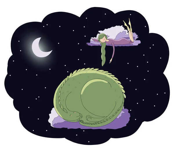 Sleeping girl floating on clouds Stock Vector Image by ©Maria_Skrigan ...