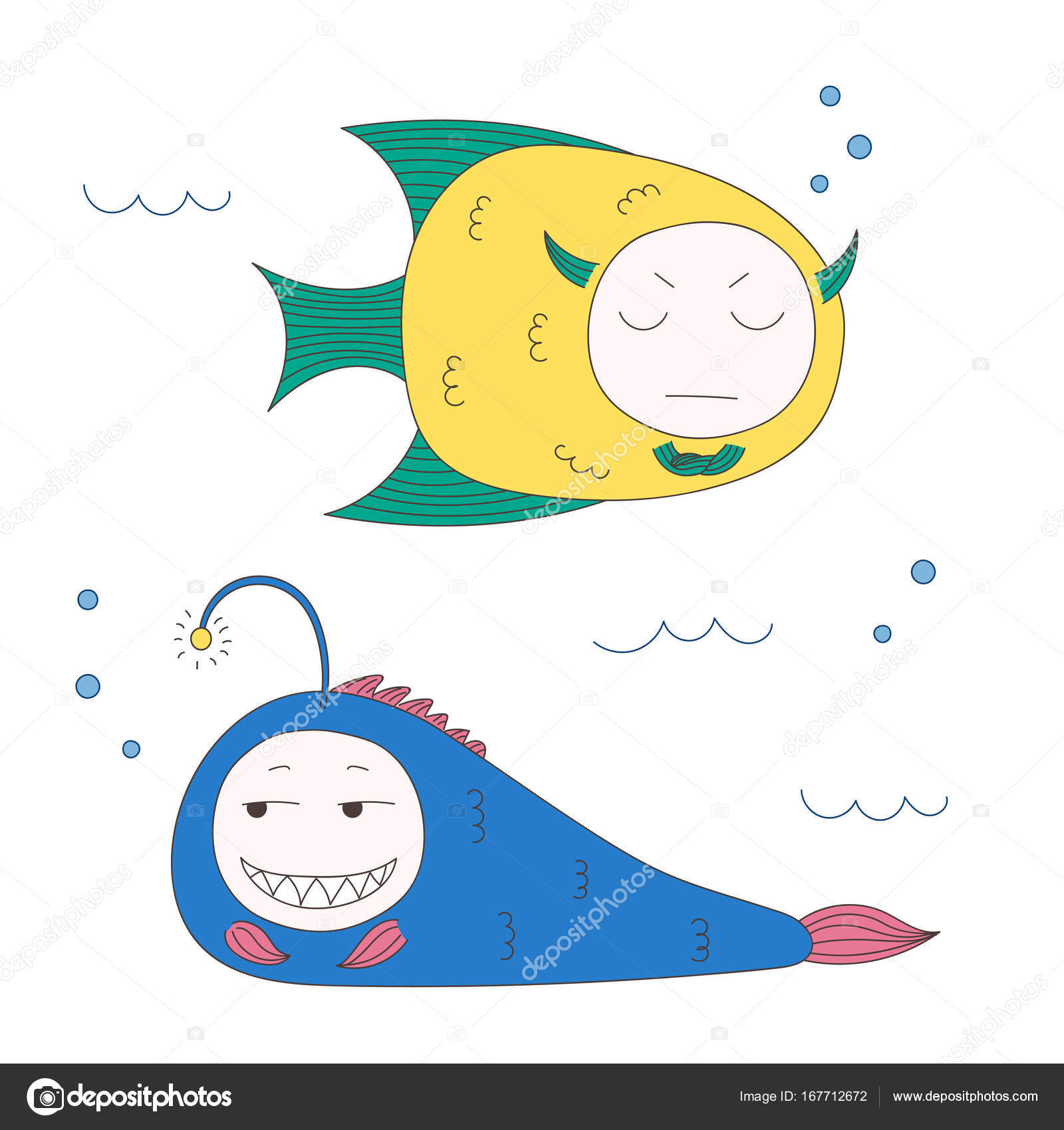 Funny cartoon fish Stock Vector by ©Maria_Skrigan 167712672