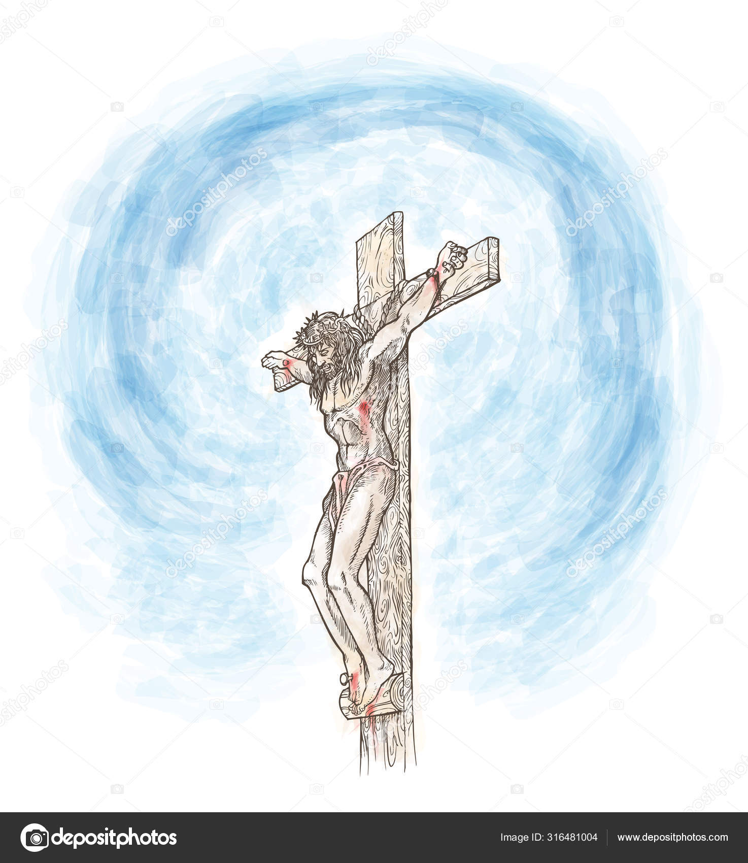 Jesus crucifix watercolor hand draw. illustration Stock Vector Image by ...