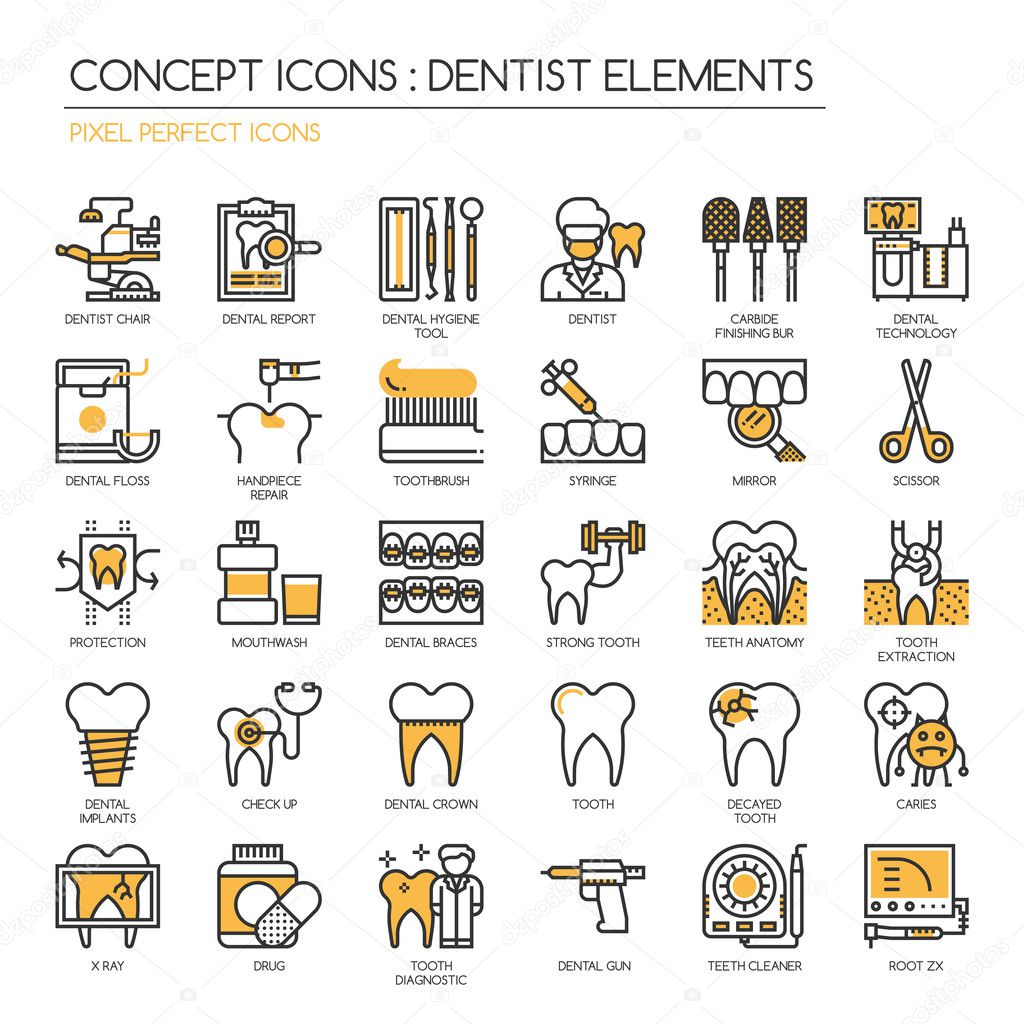 Dentist elements Icons Stock Vector by ©ratch0013 127155060