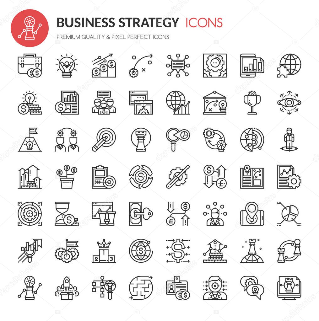 Conjunto de iconos de estrategia empresarial Vector de stock #130430408 ...