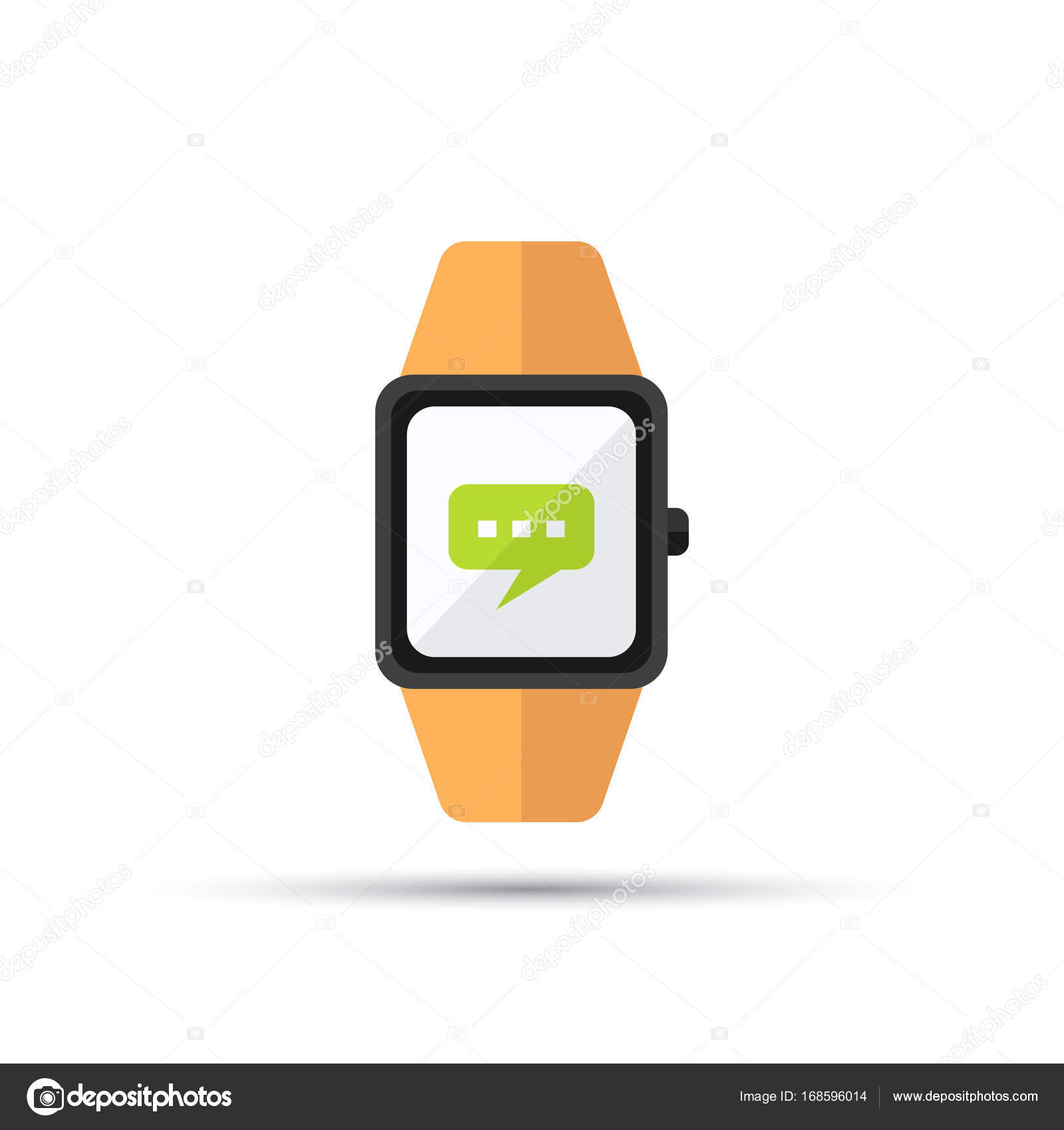 Smart watch shown message on screen isolated vector flat icon on Stock ...