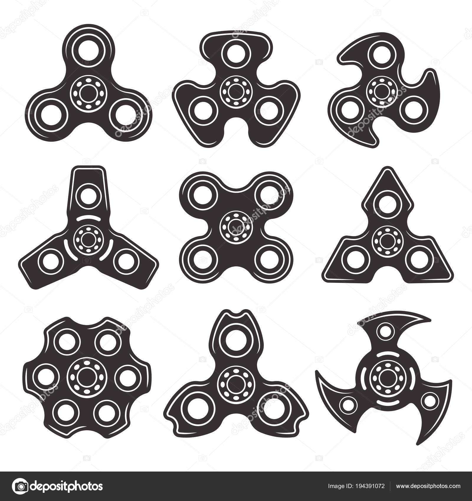 Fidget spinners set of nine types vector objects Stock Vector Image by ...