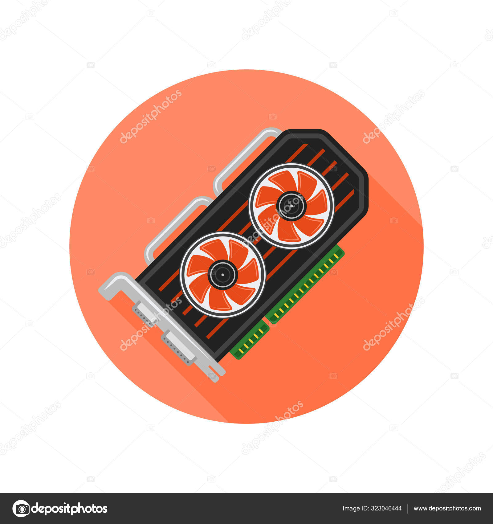 Video card flat style isolated vector round icon Stock Vector by ©Flat ...
