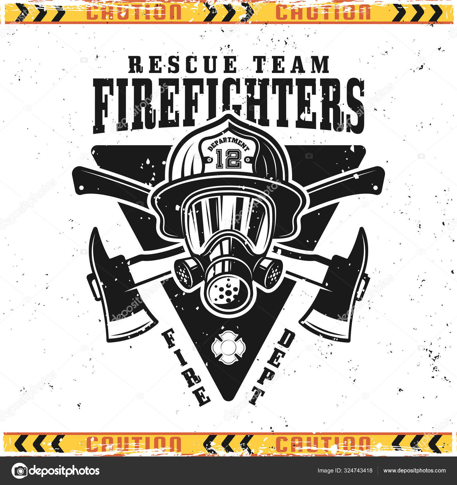 Firefighters vector emblem with head in helmet Stock Vector Image by ...