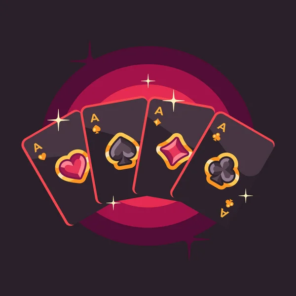 Two Shiny Playing Card Aces Gold Background Poker Flat Illustration ...