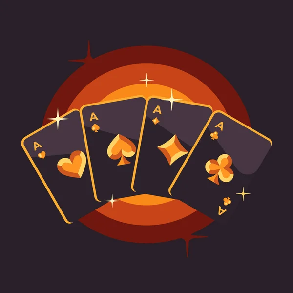Two Shiny Playing Card Aces Gold Background Poker Flat Illustration ...