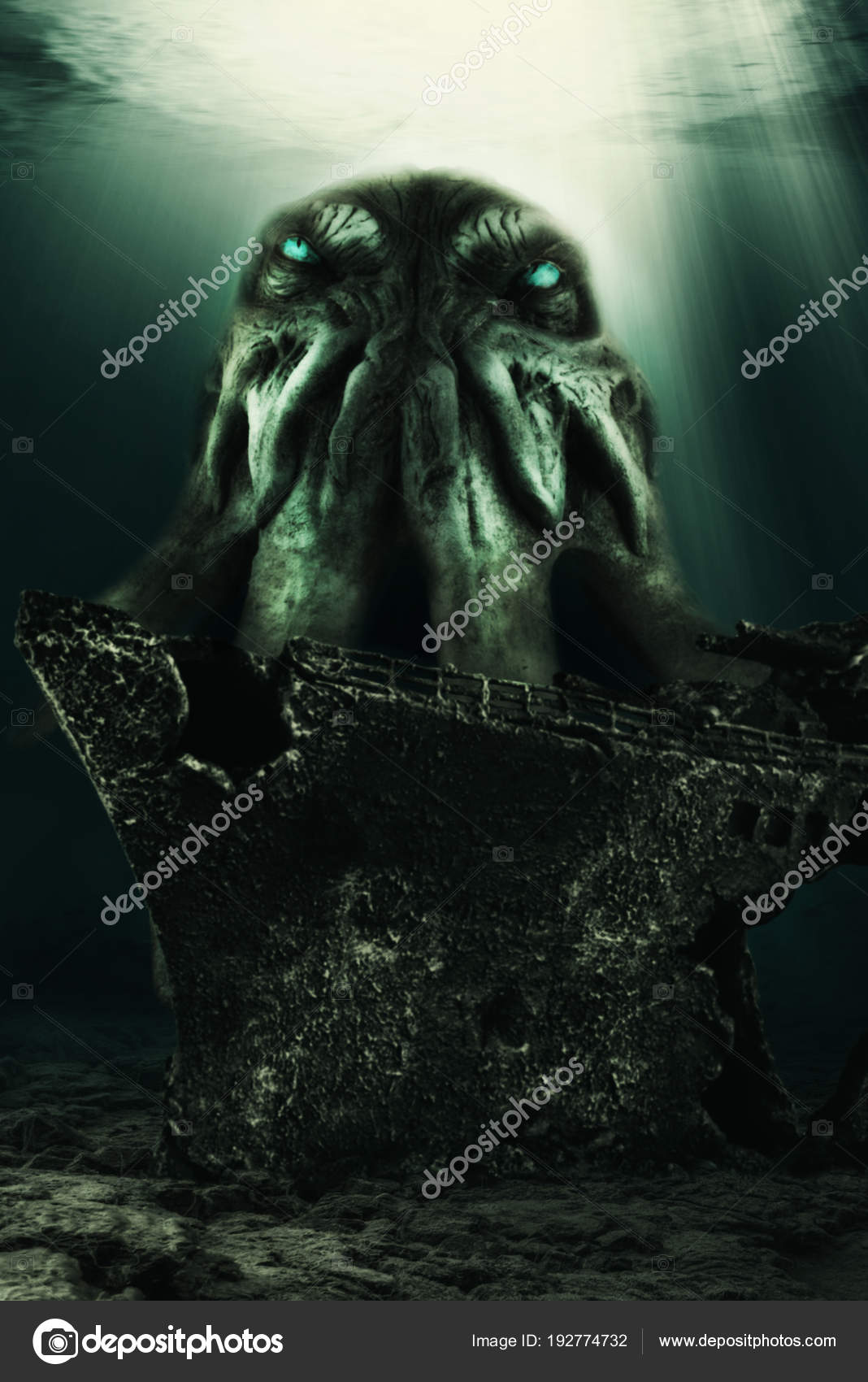 Cthulhu Monster Deep Sea Shipwreck First Plan Photo Manipulation Stock ...