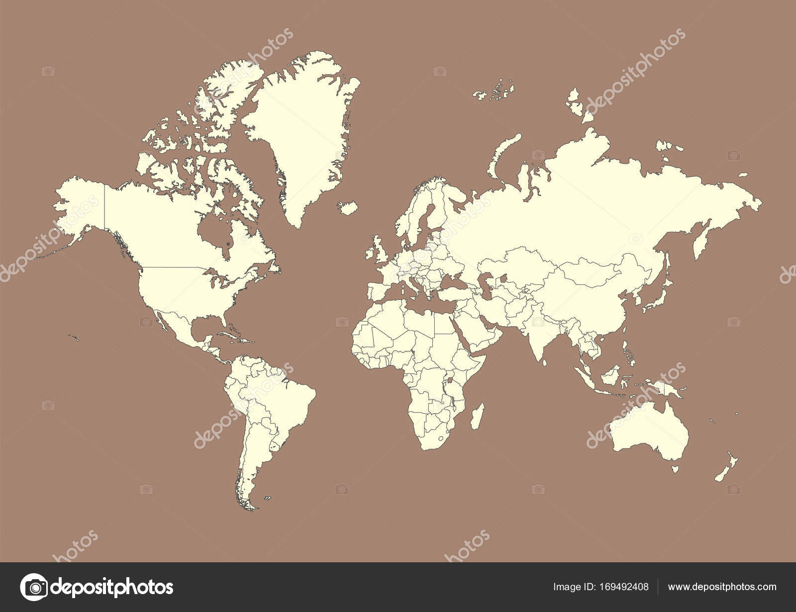 World map with countries borders Stock Vector Image by ©siraanamwong ...