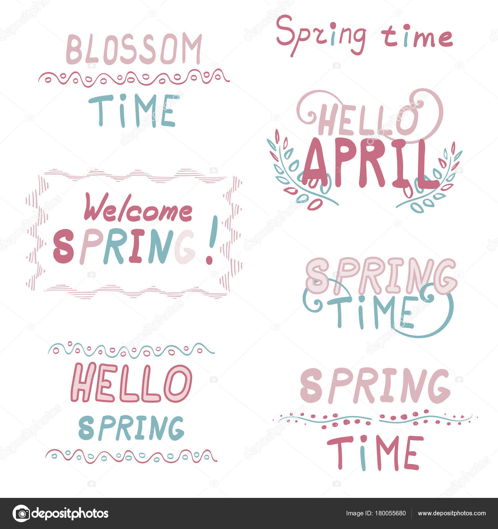 Lettering spring inscriptions set Stock Vector by ©masha2003 180055680