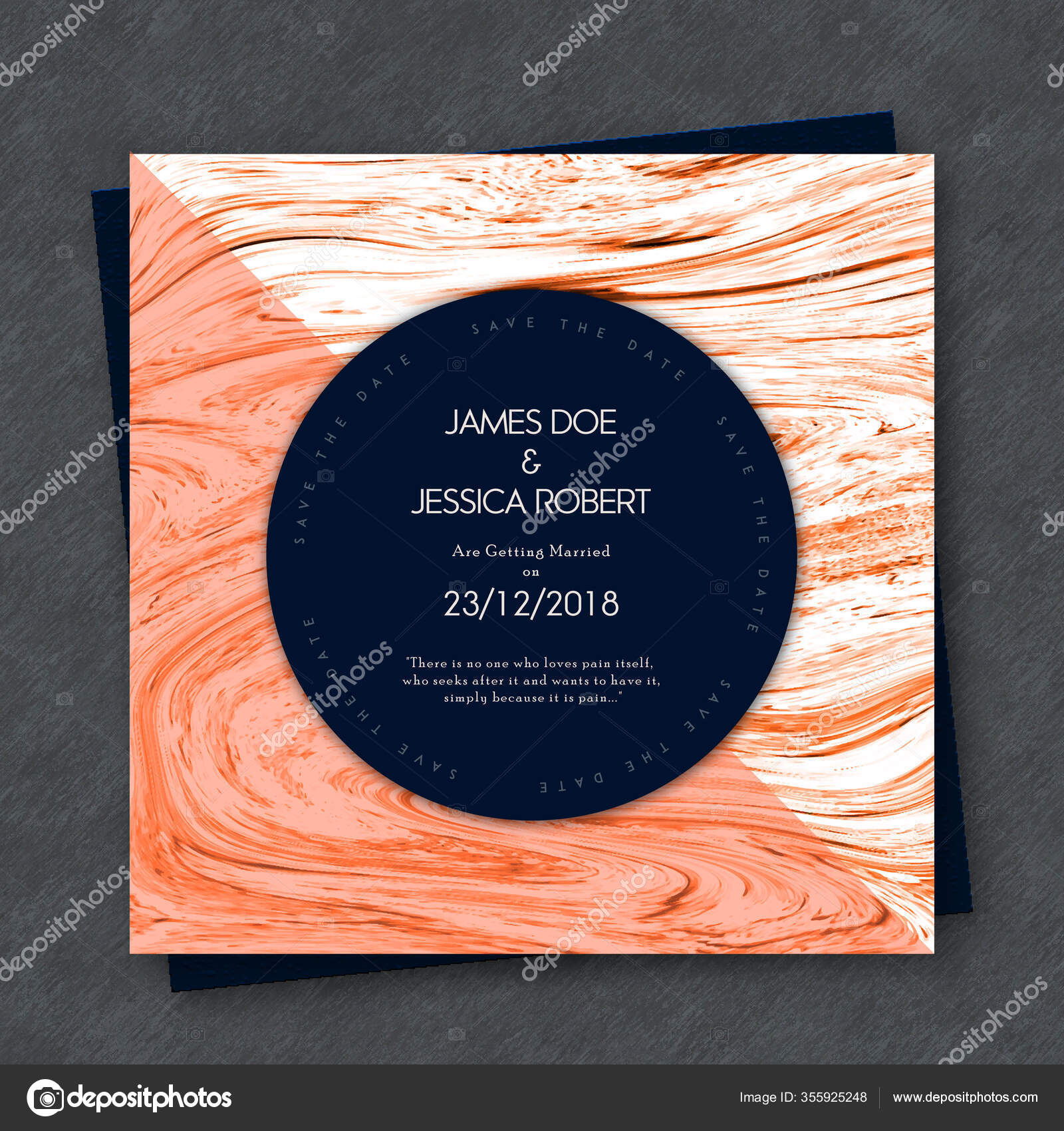 Abstract Marble Texture Wedding Invitation Card Template Stock Vector ...