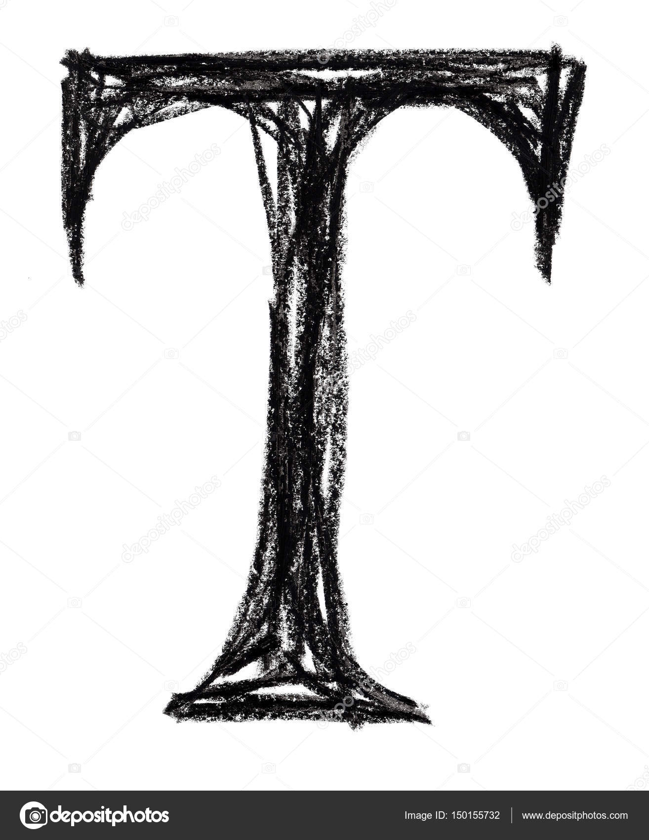 Handwritten sketch black Letter T Stock Photo by ©aroas 150155732