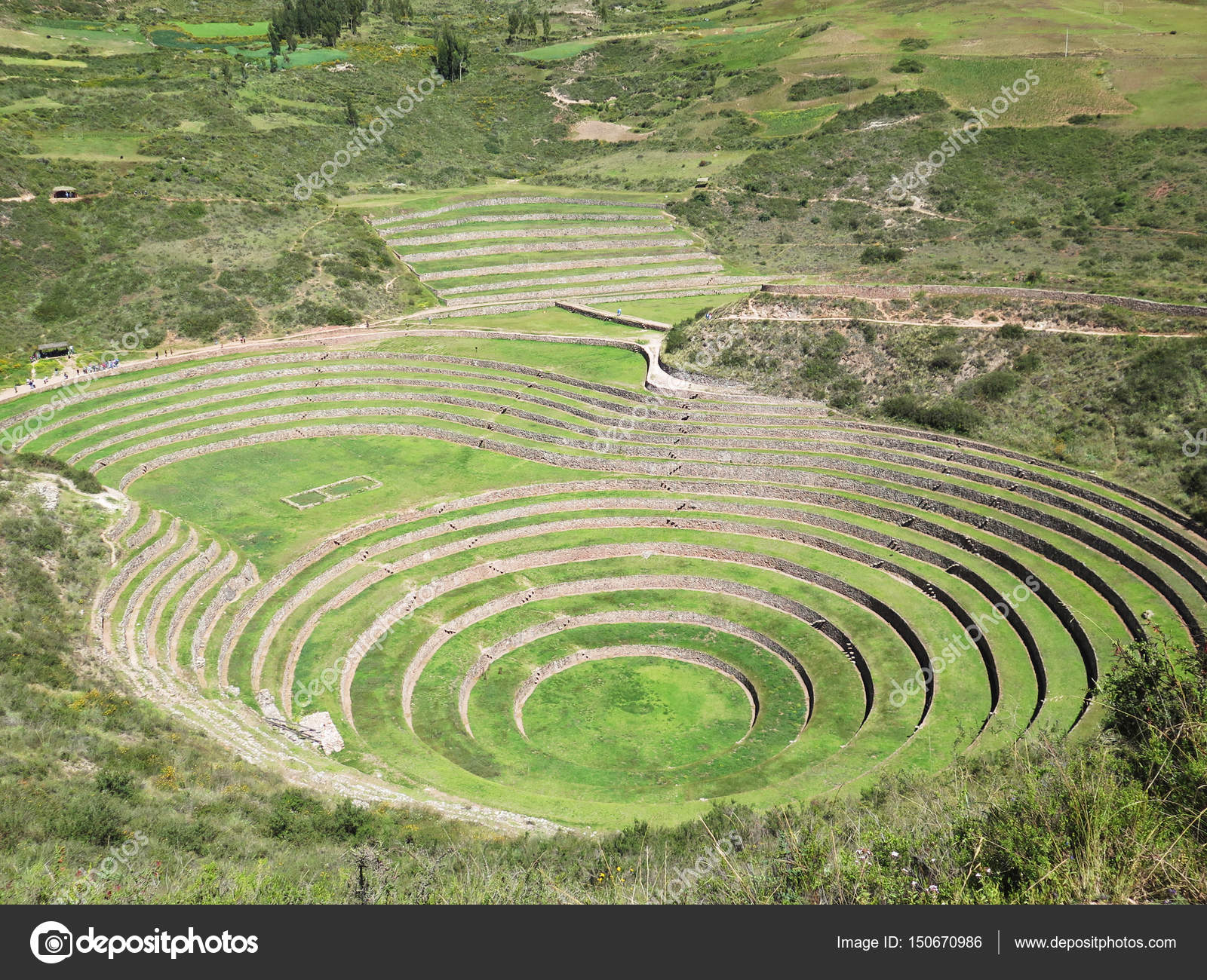 Peru, Moray, ancient Inca circular terraces Probable there is th Stock ...