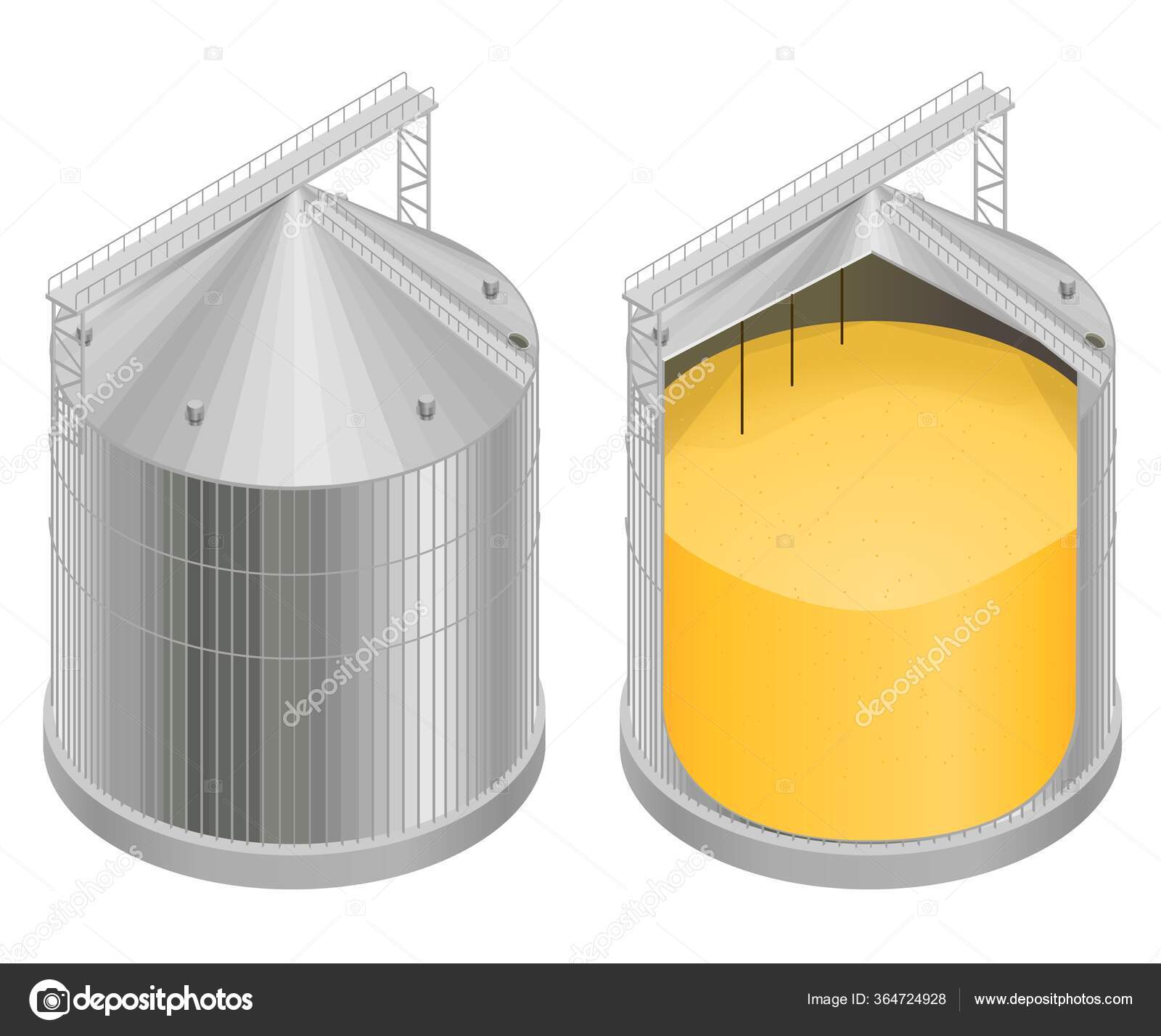 Vector Illustration Silo Grain Section Diagram Elevator Device Granary ...