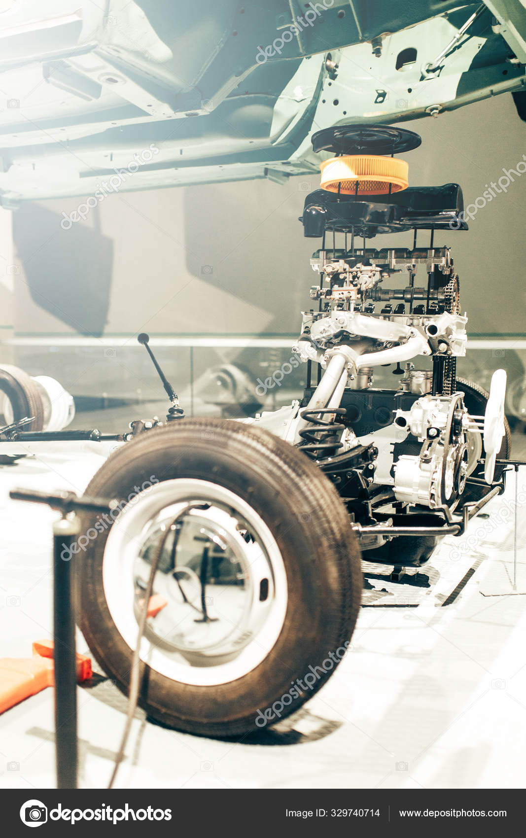 Museum's Exhibition Booth Details Car Car Engine Disassembled State ...
