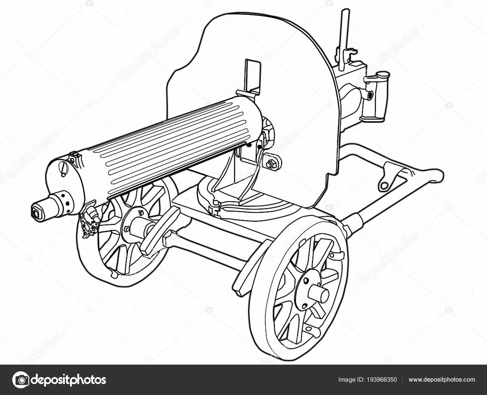 Weapon Old Machine Gun Maxim Stock Illustration by ©arlekino2011 #193966350
