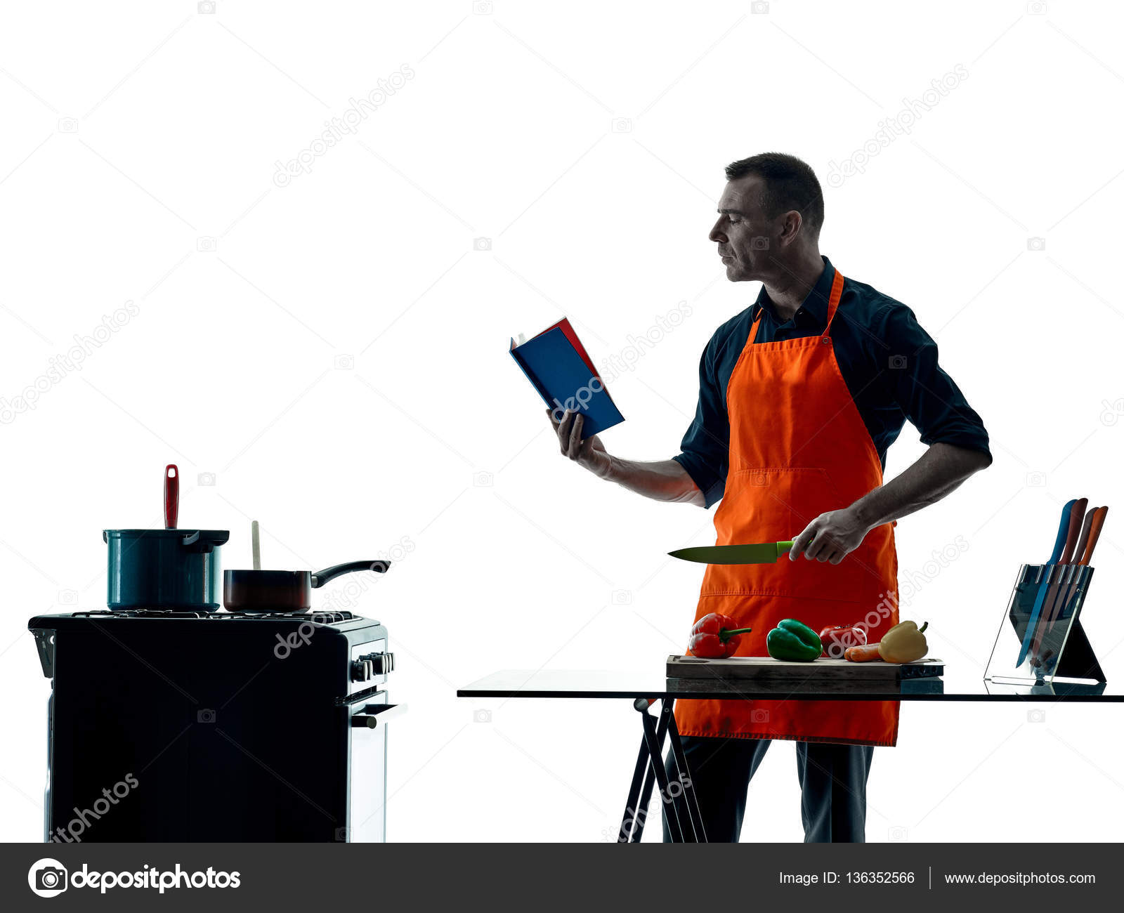 Man cooking chef silhouette isolated Stock Photo by ©STYLEPICS 136352566