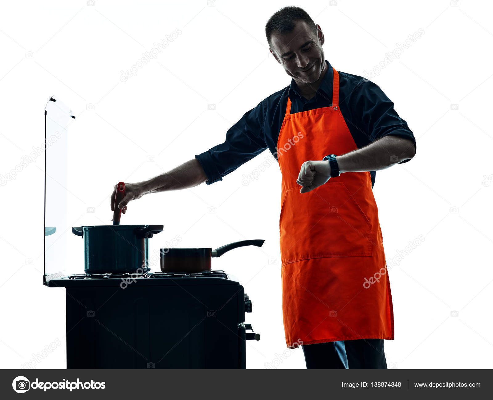 Man cooking chef silhouette isolated Stock Photo by ©STYLEPICS 138874848