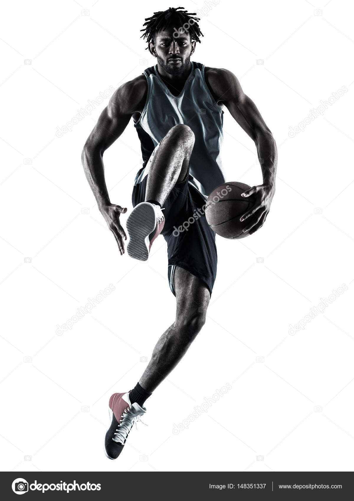 Basketball player man isolated silhouette shadow Stock Photo by ...
