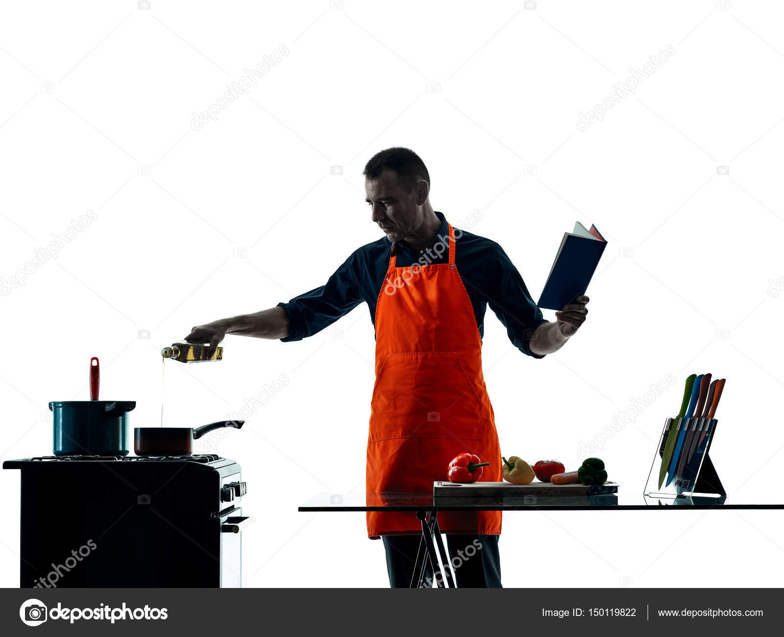 Man cooking chef silhouette isolated — Stock Photo © STYLEPICS #150119822