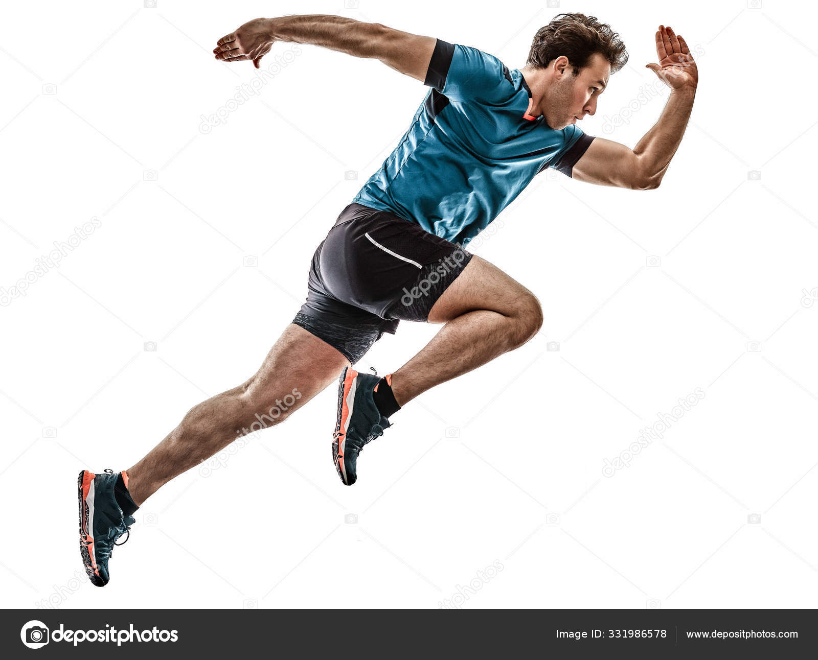 Runner running jogger jogger young man isolated white background Stock ...