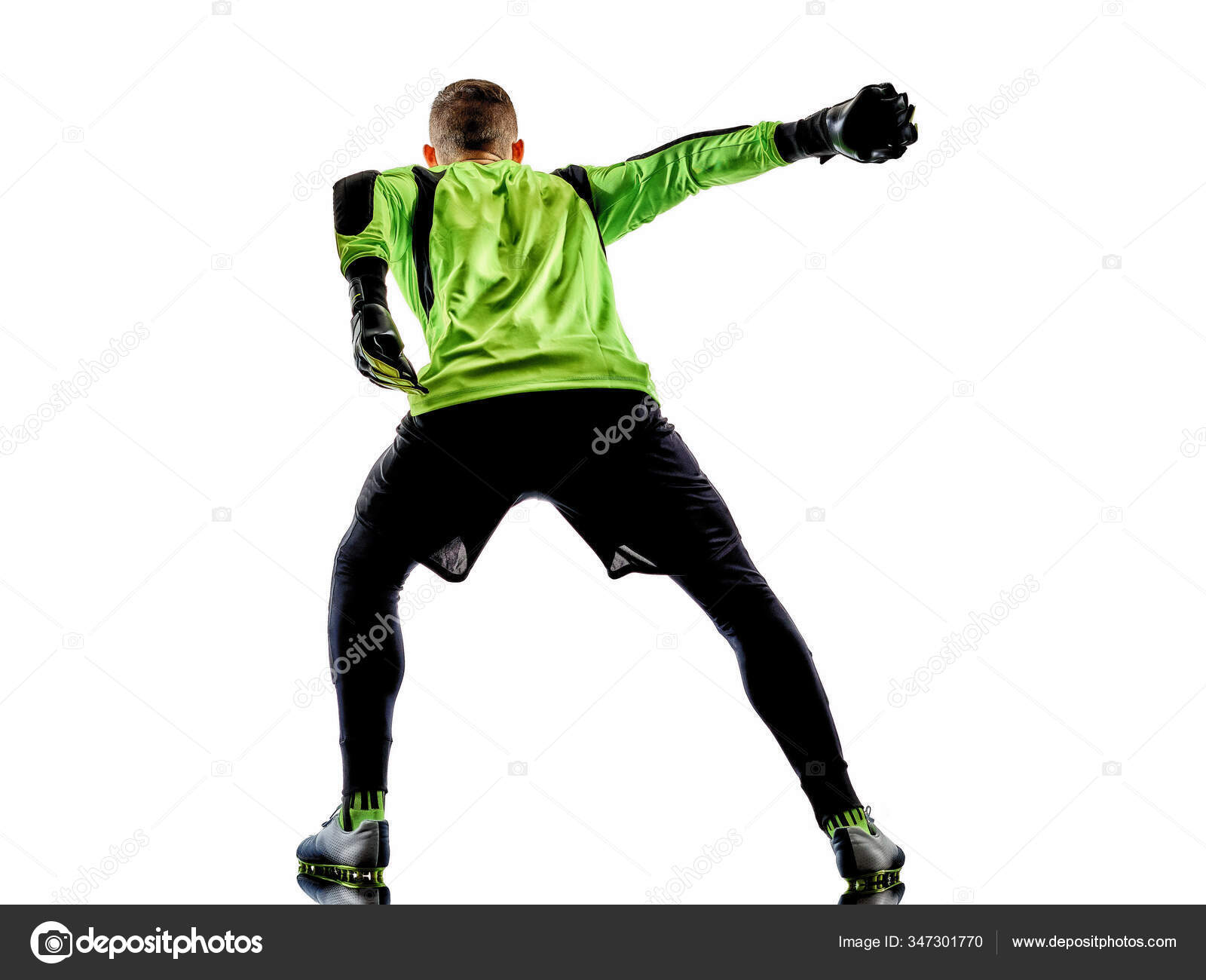 Soccer player goalkeeper man silhouette shadow isolated white ...