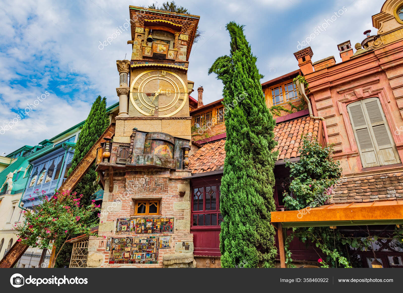 The Leaning Clock Tower Tbilisi Georgia Europe landmark — Stock Photo ...