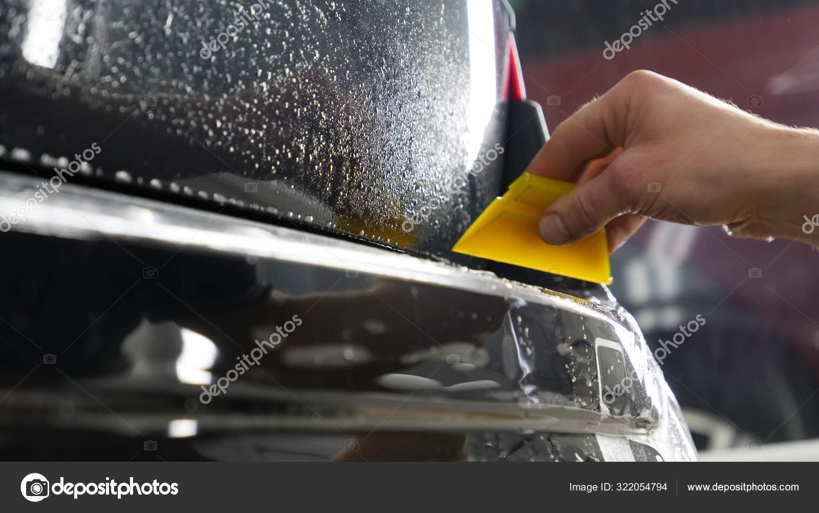 Close Ppf Installation Process Front Headlight Hood Ppf Paint ...