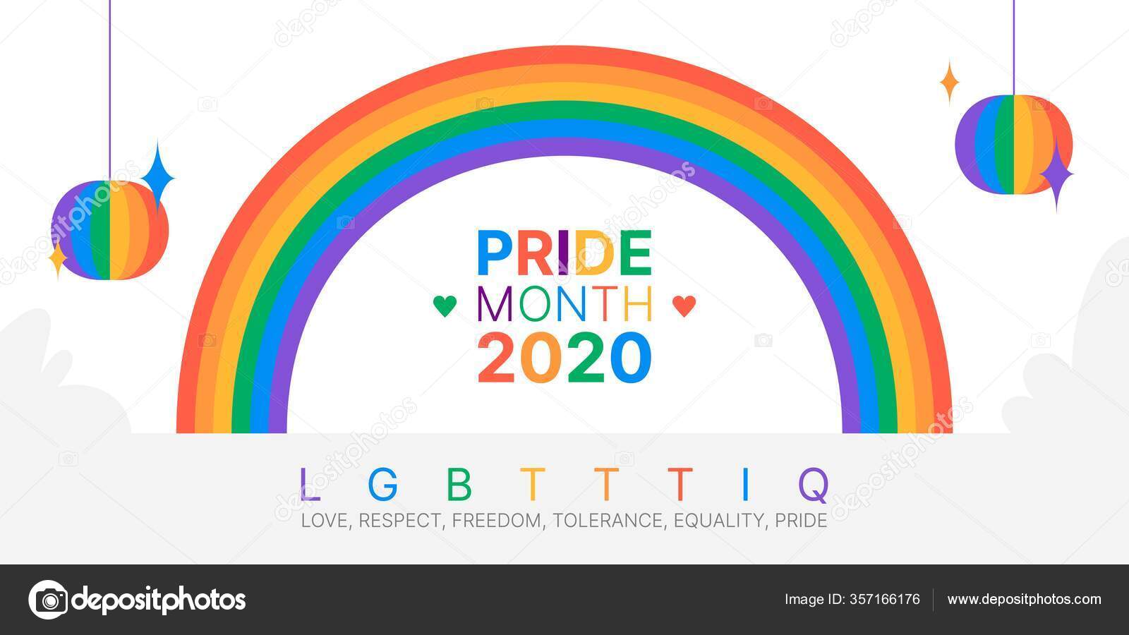 프라이드 2020 Lgbt 무지개와 Lgbt 커뮤니티의 상징으로 플래그 템플릿 소수자들 스톡 벡터 ©webkpd 357166176