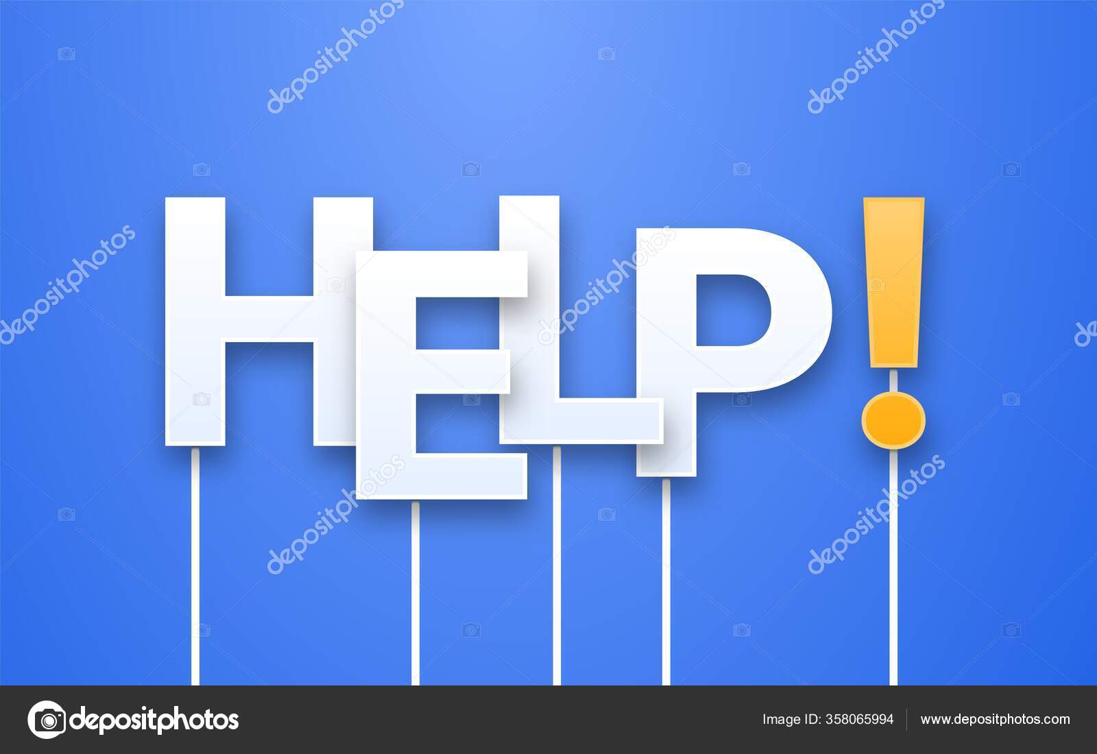 White Help Text Blue Background Letters Sticks Photobooth Props Call ...