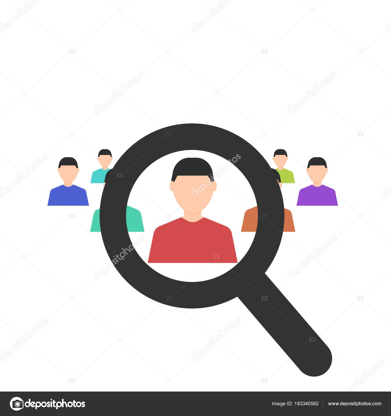 Human resources. Magnifier searching a man. Search for employe ...