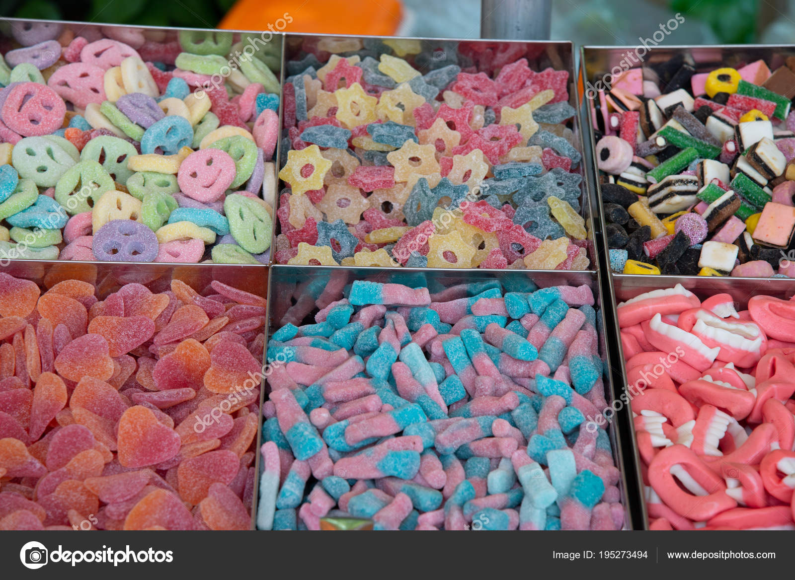 Assortment Sweets Candies Lots Shapes Colors Market Stall Sweets ...