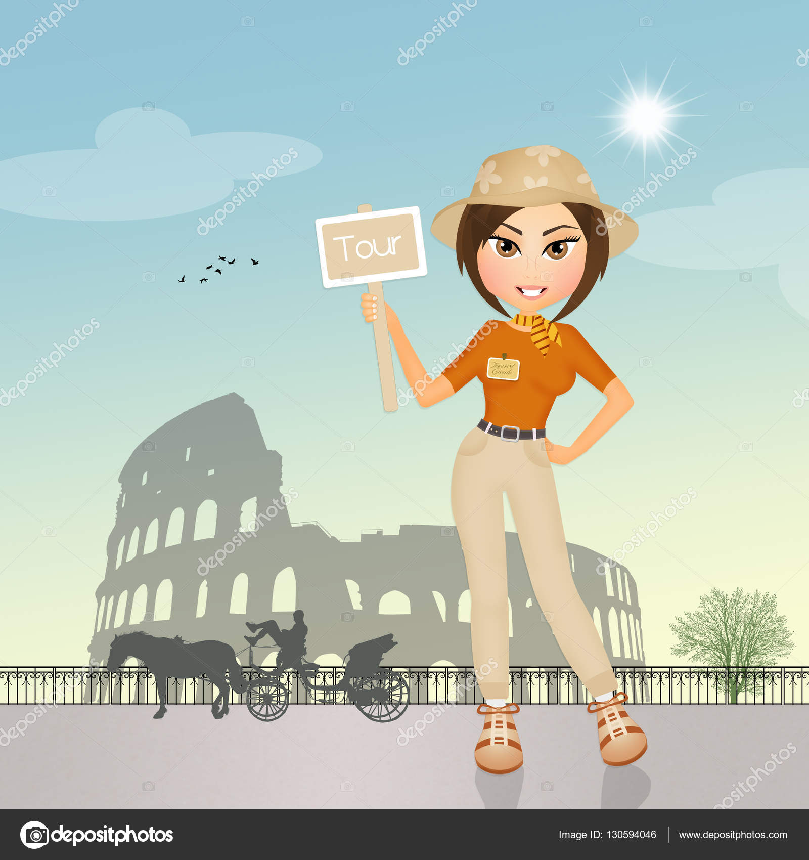 Female Tour Guide Cartoon