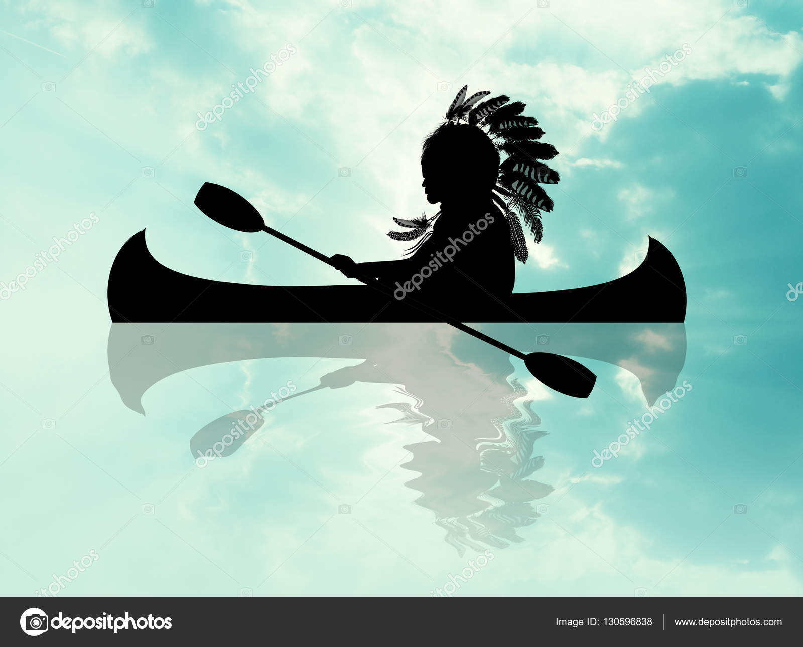 Indian on canoe Stock Photo by ©adrenalina 130596838