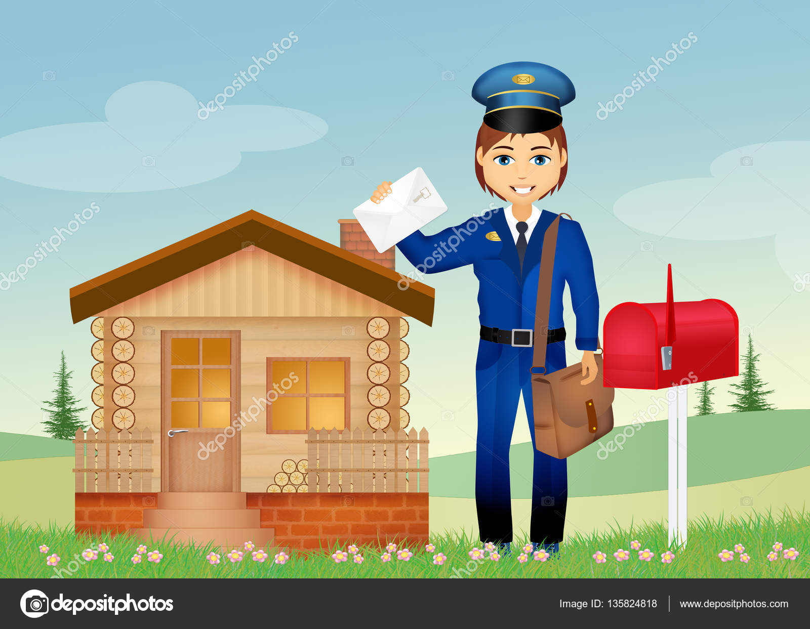 Cartero entregando cartas Ilustración de stock de ©adrenalina #135824818