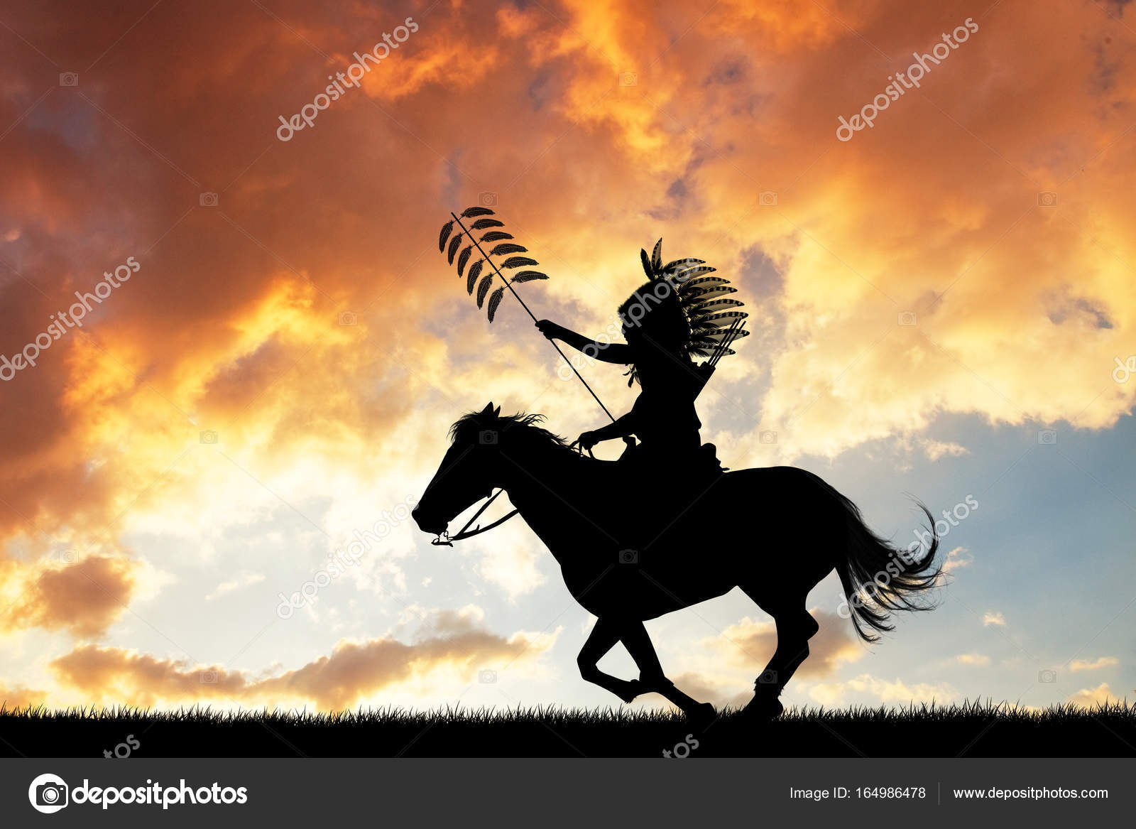 Native American On Horse Silhouette