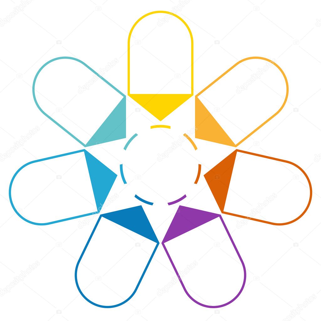Arrows arranged in circle 7 positions — Stock Photo © assistant #125643380