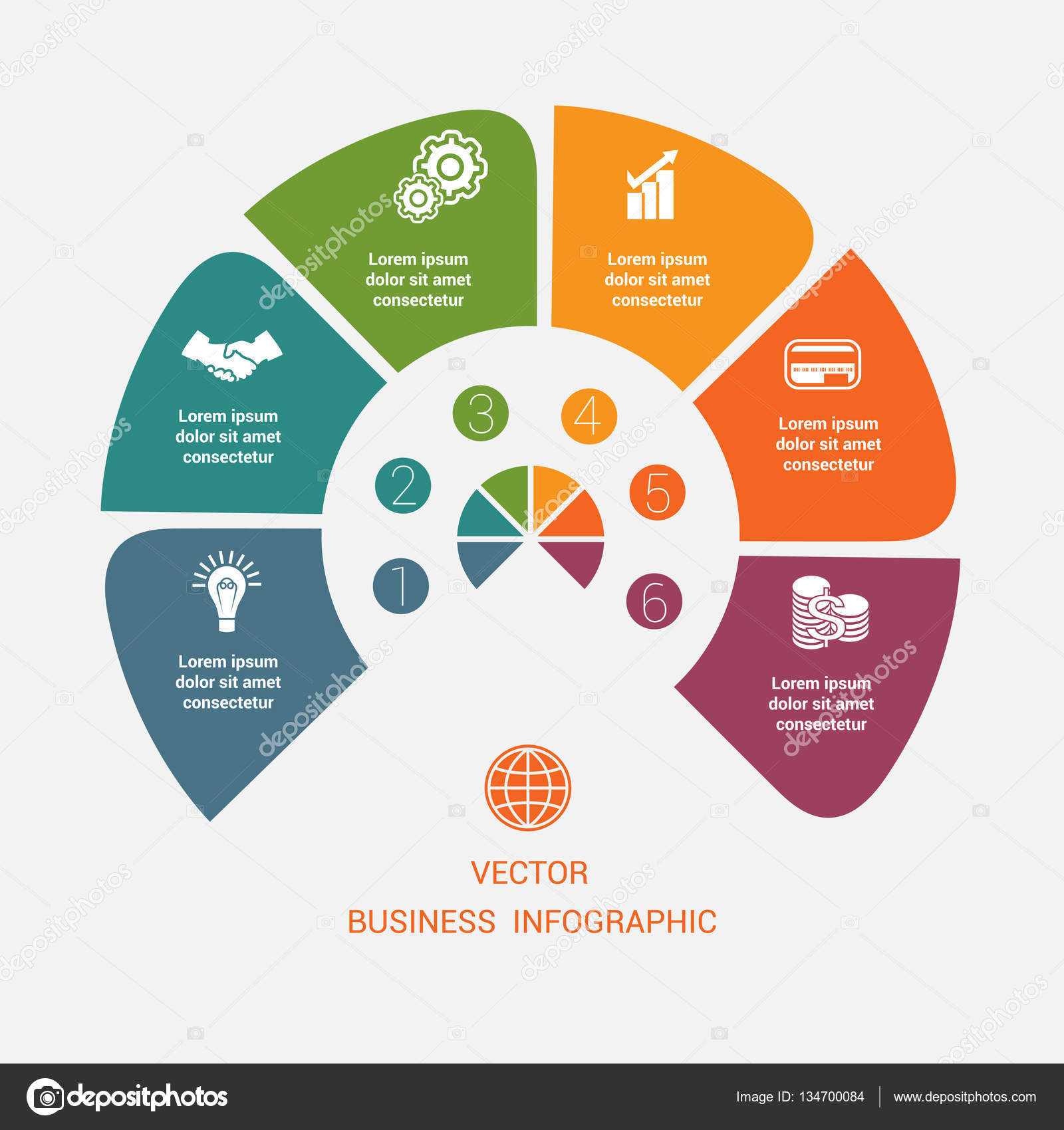 Modèle de demi-cercle infographie 6 positions Vecteur par ©assistant ...