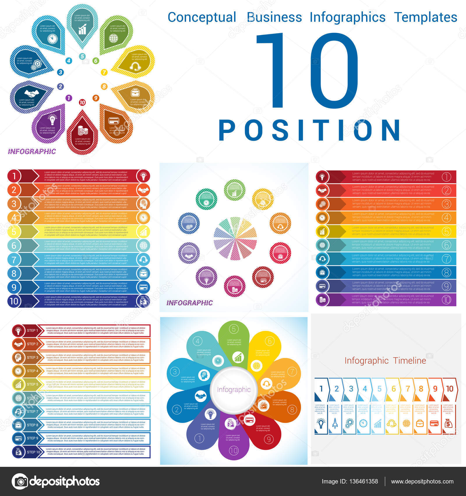 Templates Infographics for ten positions Stock Vector Image by ...