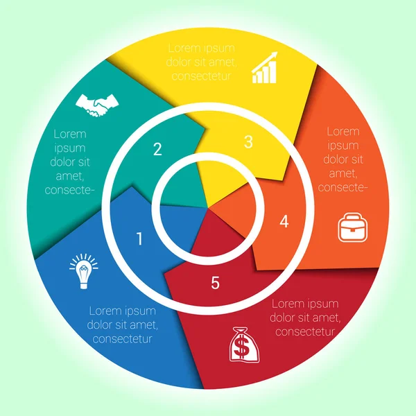 Infographic Circular Cyclic Process Template Colored Pie Charts Ring ...