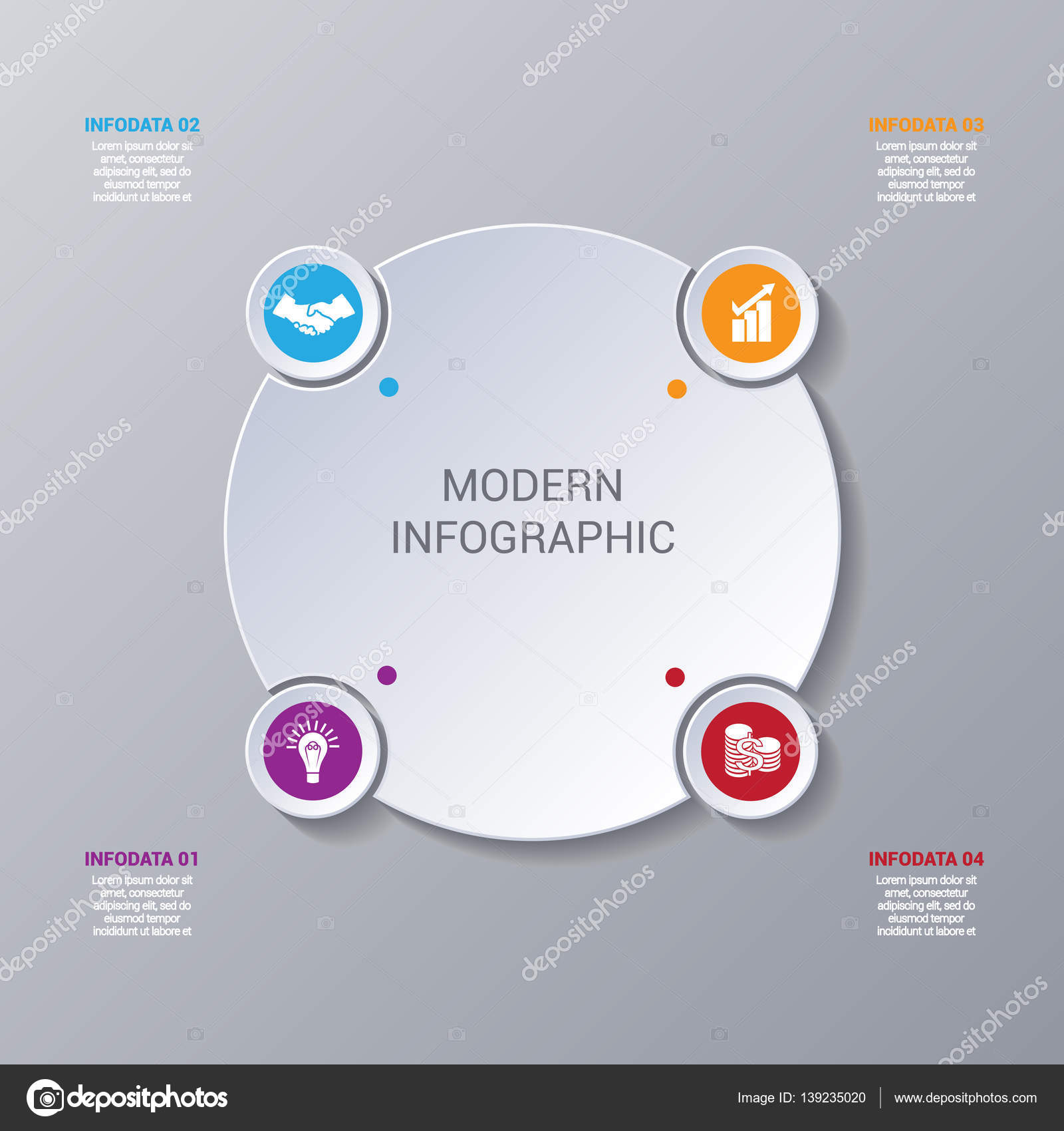 Modern Infographic numbered 4 options. Stock Vector by ©assistant 139235020