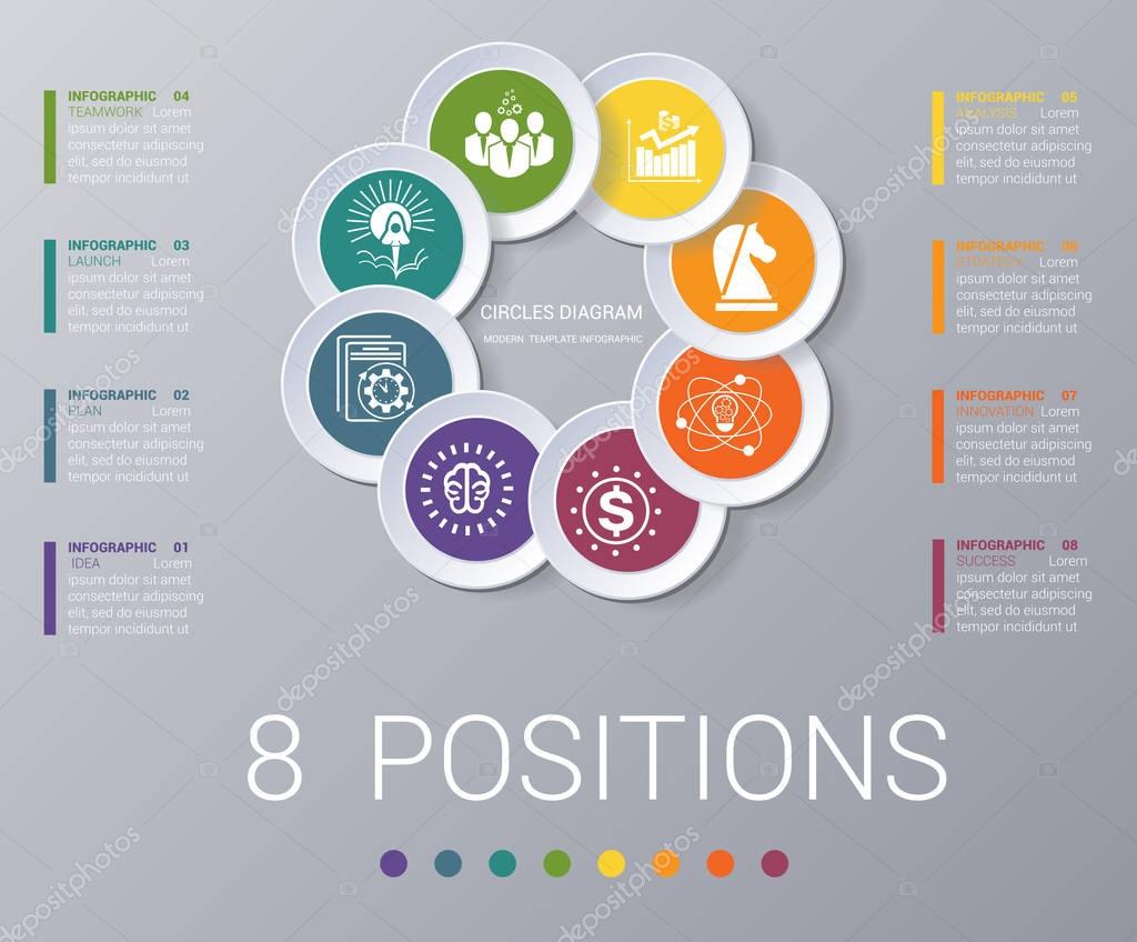 Diagrama de c rculos Elementos Infograf as de plantillas 8 posiciones 2024