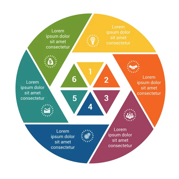 Infographic Circular Cyclic Process Template Colored Pie Charts Ring ...