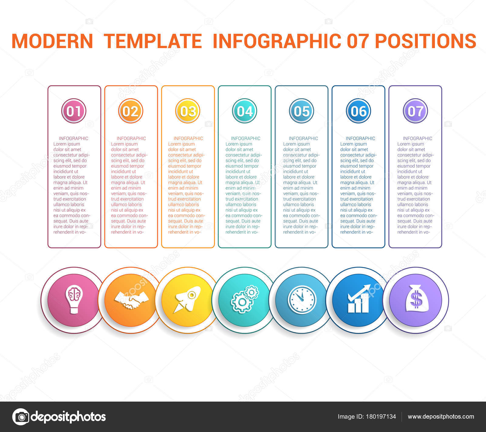 Timeline modern template infographic for business 7 steps, proce Stock ...