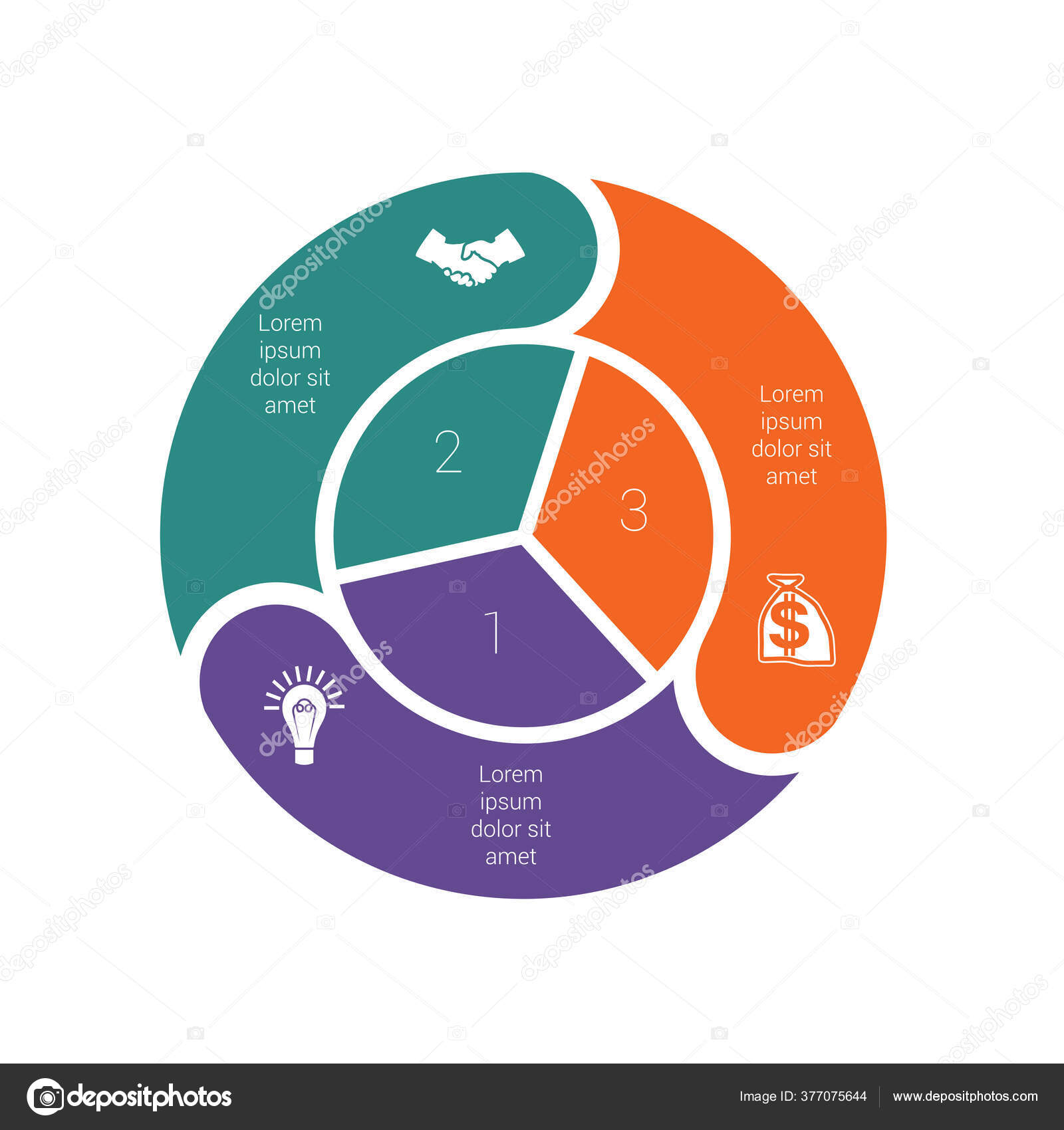 Infographic Circular Cyclic Process Template Colored Pie Charts Ring ...